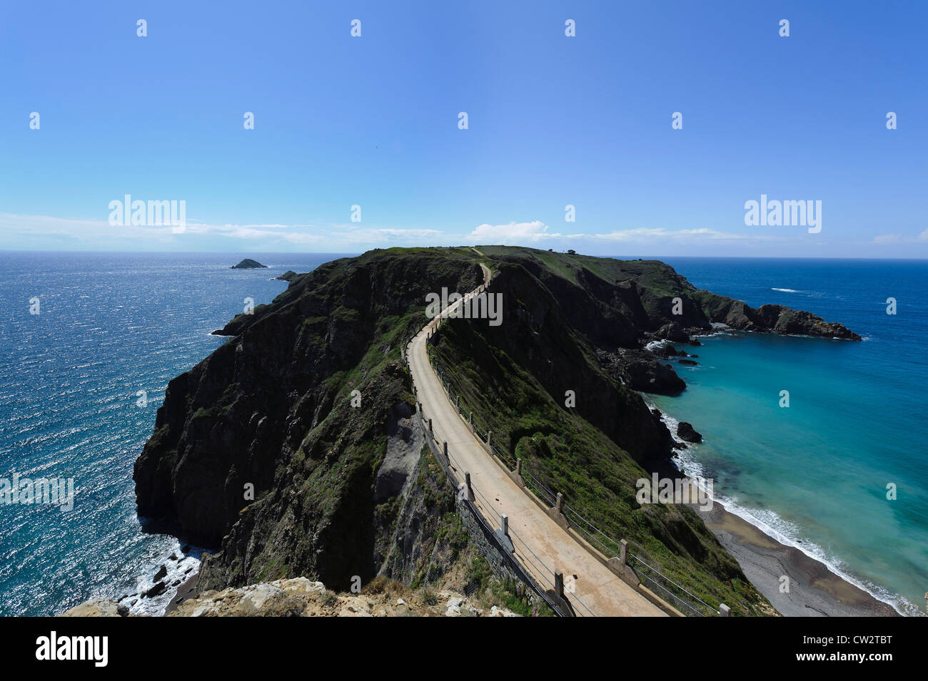Causeway La Coupée connecting Sark and Little Sark, ,Isle of Sark ...