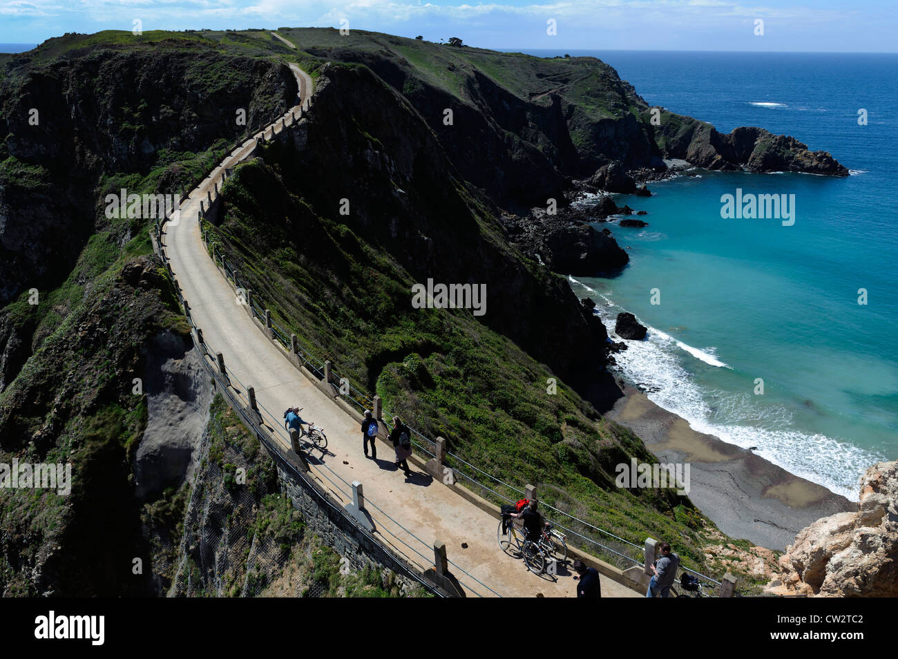Causeway La Coupée connecting Sark and Little Sark, ,Isle of Sark ...