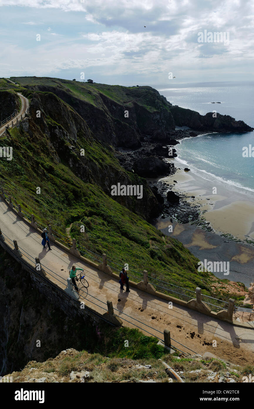 Causeway La Coupée connecting Sark and Little Sark, ,Isle of Sark ...