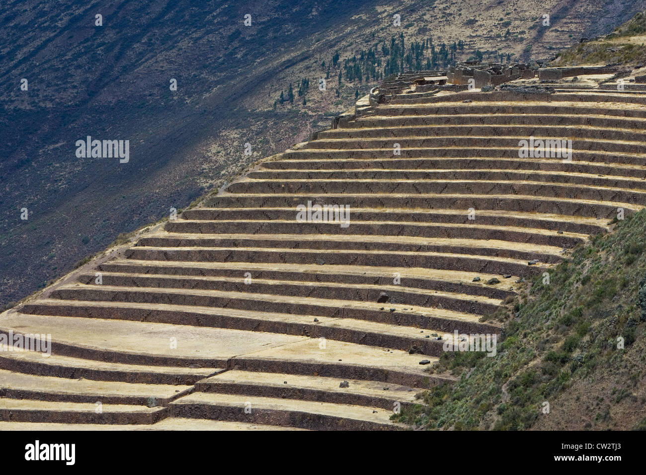 Ruins of Inca city Pisac in mountain landscape, Urubamba, sacred valley ...