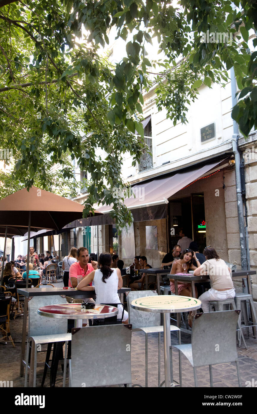 Talking Sitting Outdoor Café France Café High Resolution Stock ...