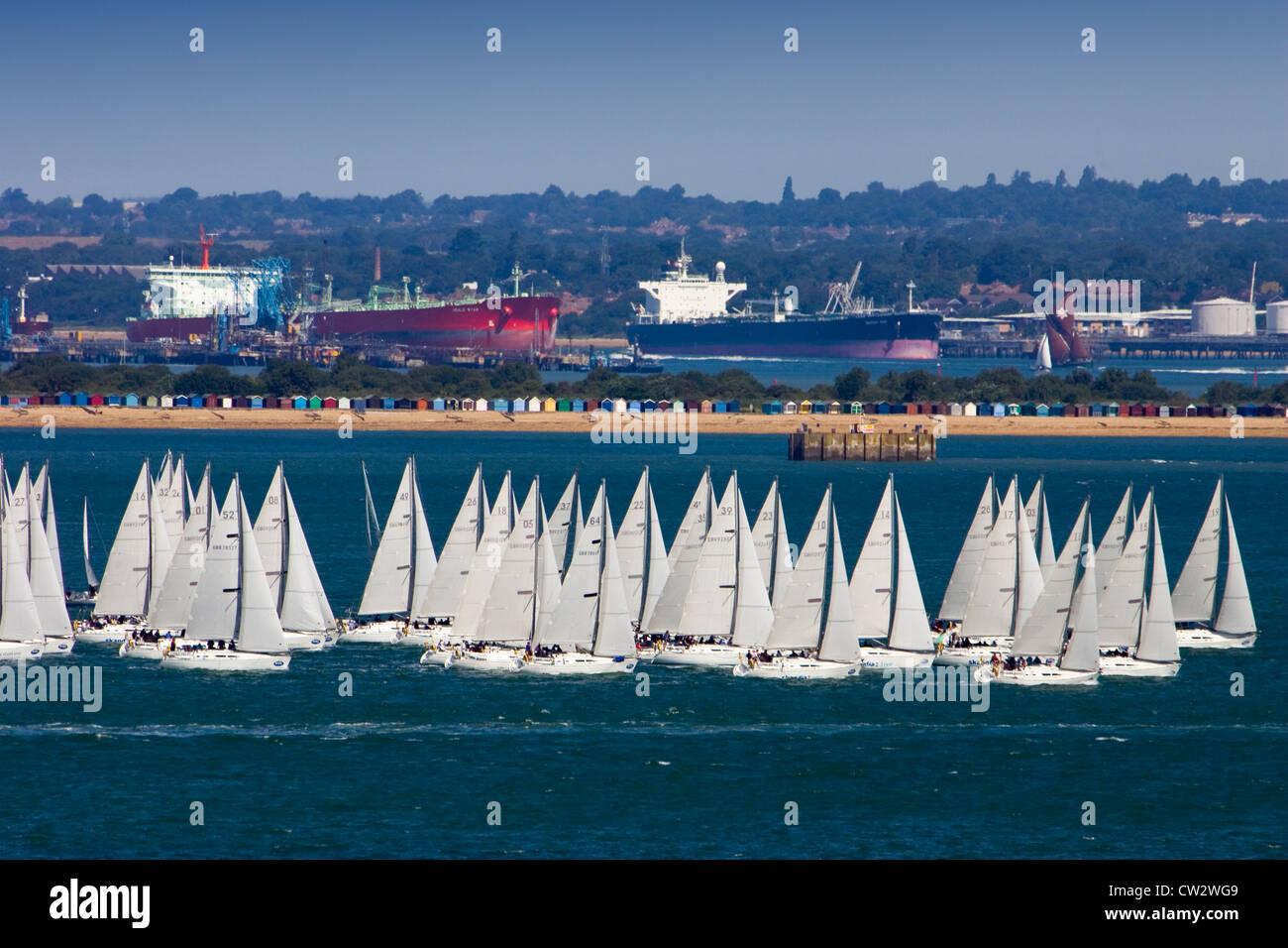 Isle of Wight, Cowes Week Sunsail Sunfast 37 start Stock Photo - Alamy