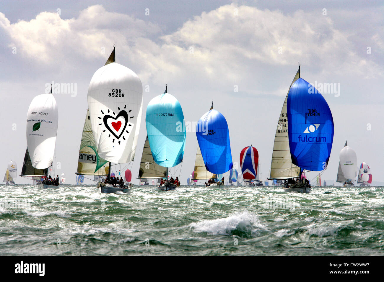 Spinnaker Run The Solent Cowes Week Yachts racing colourful colorful ...