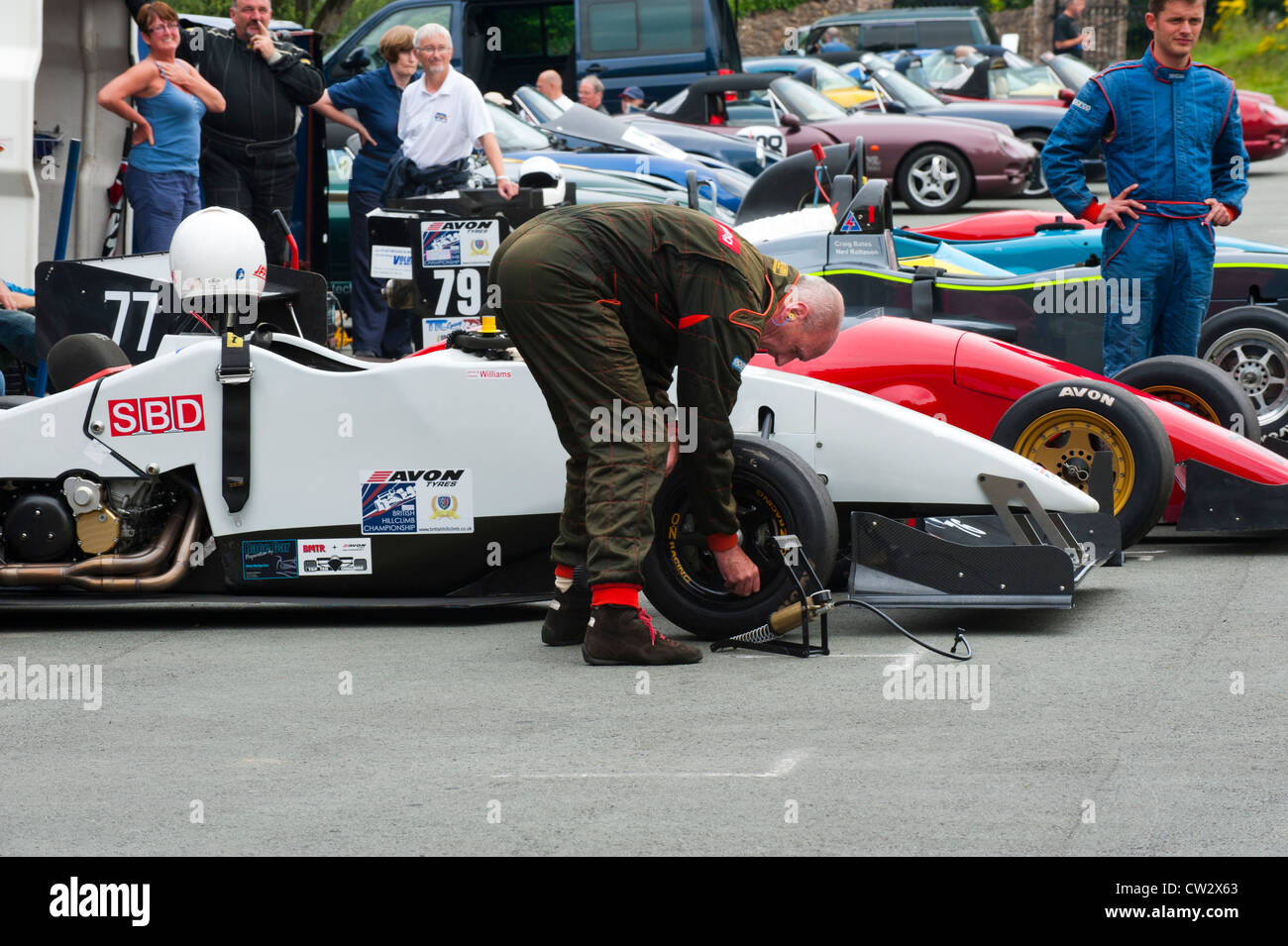Racing cars in the paddock at Loton Park Hill Climb, Shropshire, August ...