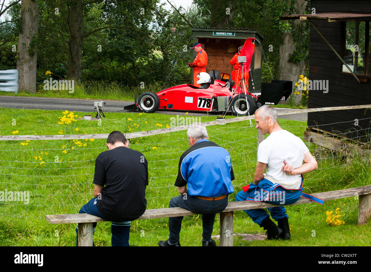 Racing car at the start line of the Loton Park hill climb, Shropshire ...