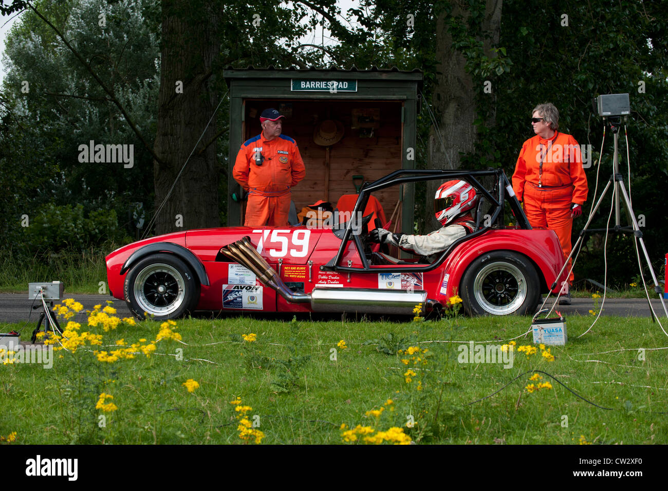 Racing car at the start line, Loton Park hill climb, Shropshire, August ...