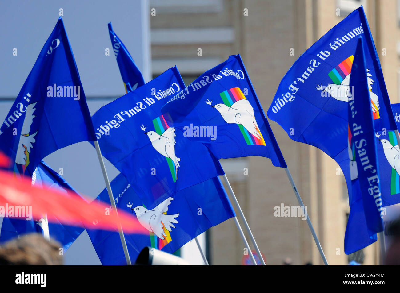 Flags Worshippers St. Peter's Square and St. Peter's Basilica Rome ...
