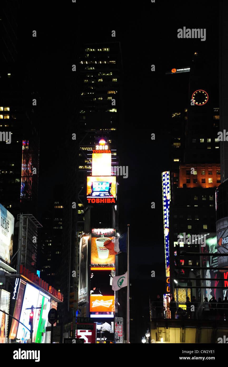 Night neon colourful portrait Times Square electronic displays, from ...