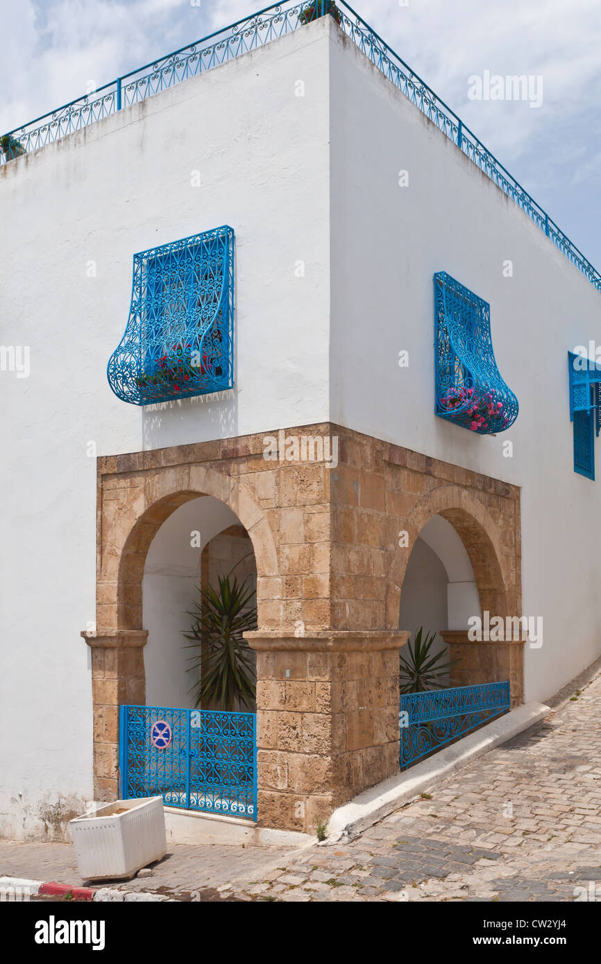 Building architecture in the North African village of Sidi Bou Said ...