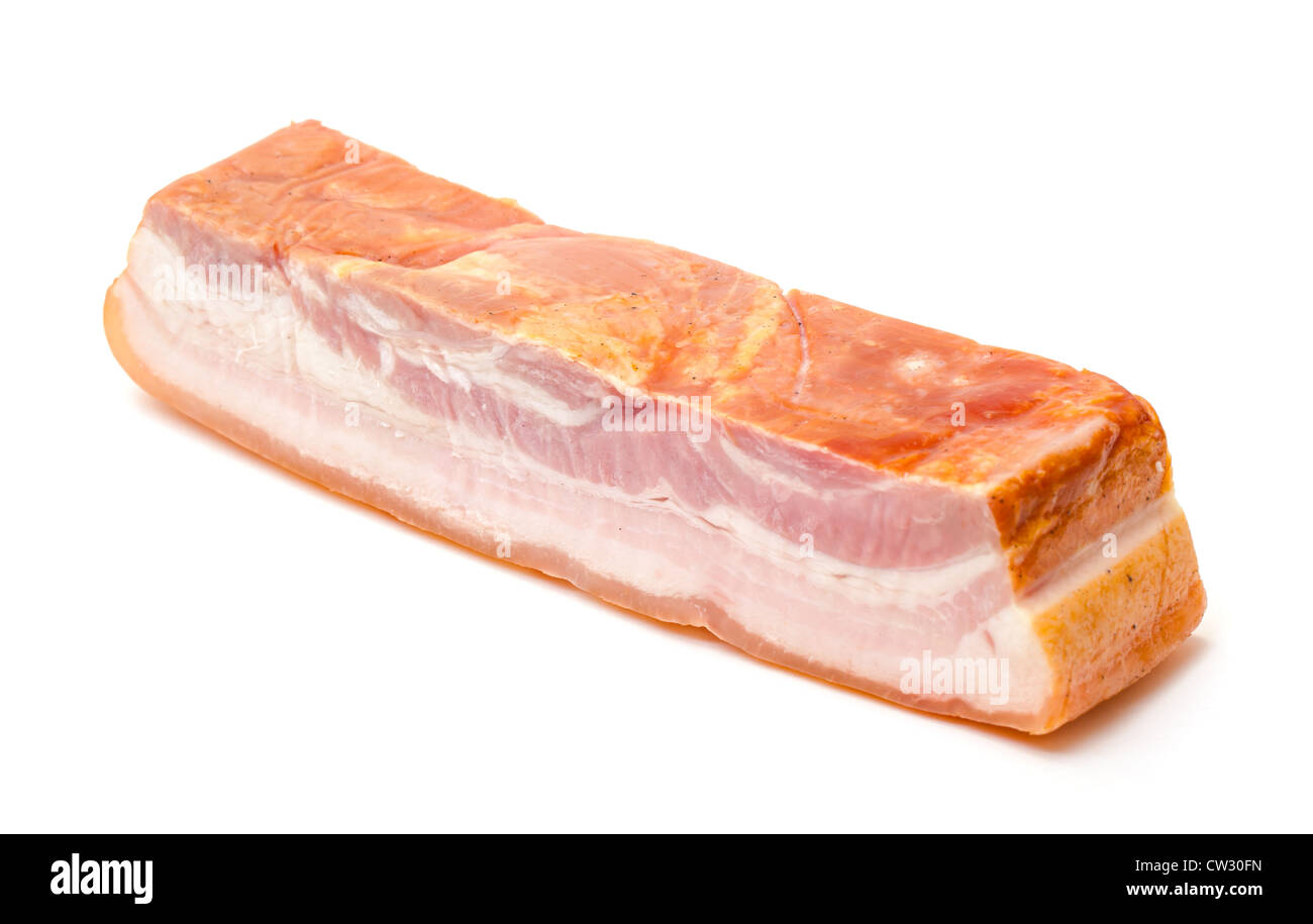 Boiled-Smoked Bacon isolated on white background Stock Photo - Alamy