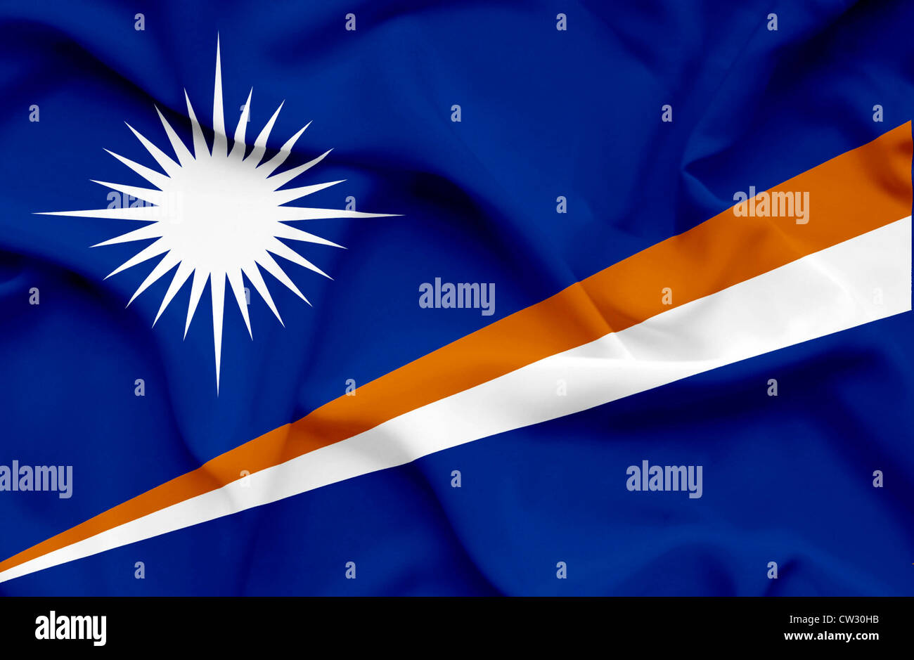 Marshall island waving flag Stock Photo - Alamy
