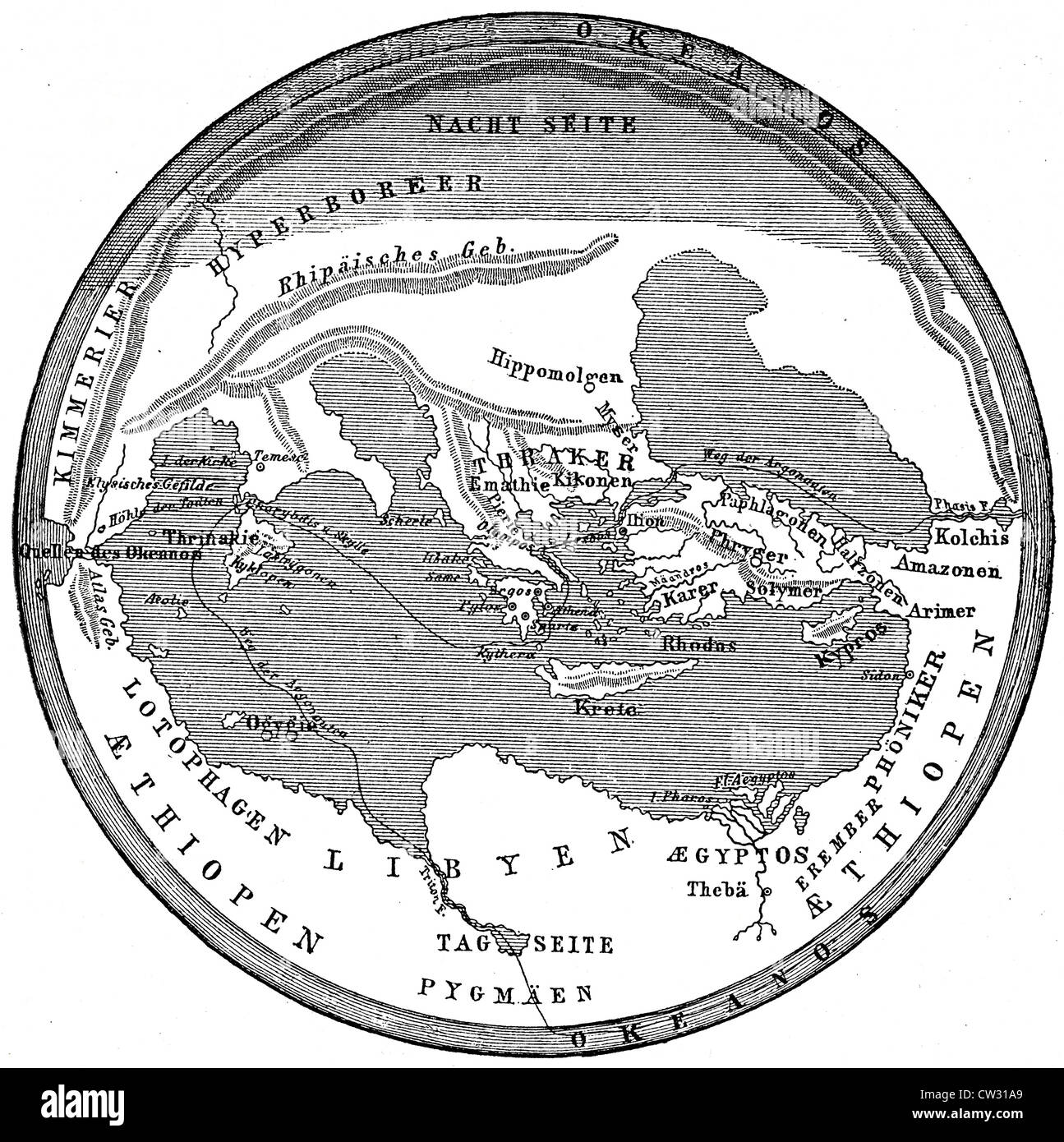 The Earth disk, according to Homer Stock Photo - Alamy