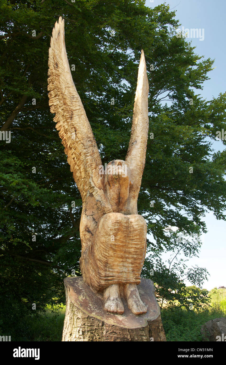 Guardian Angel. A dead Beech tree carved by sculptor Ant Beetlestone ...