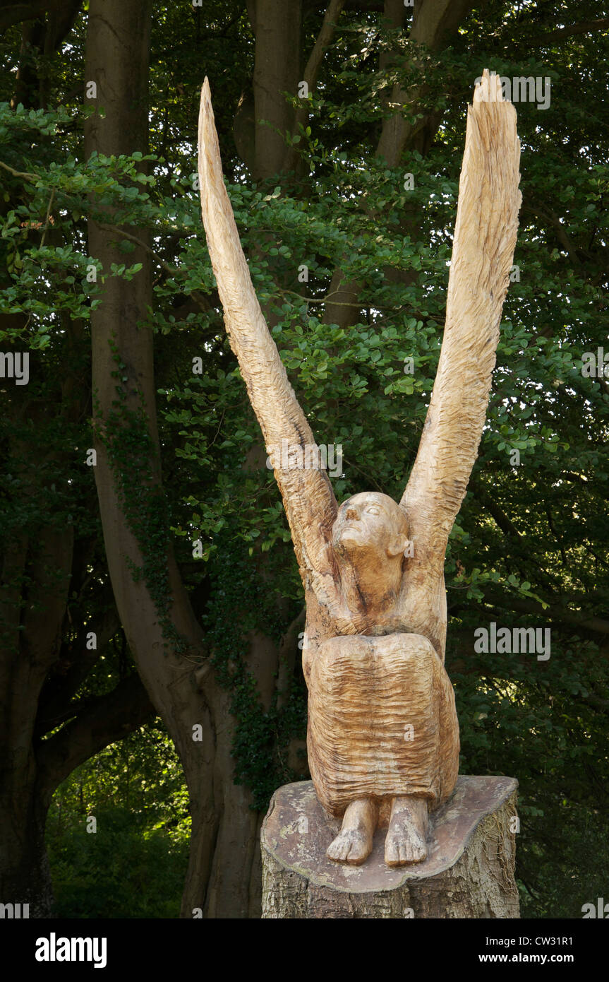 Guardian Angel. A dead Beech tree carved by sculptor Ant Beetlestone ...