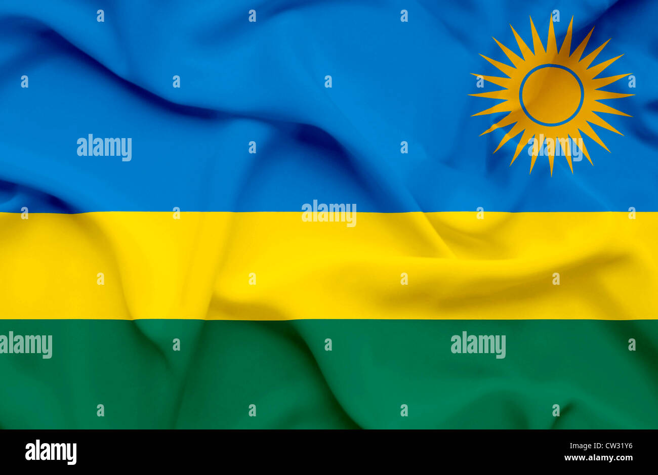 Rwanda waving flag Stock Photo - Alamy