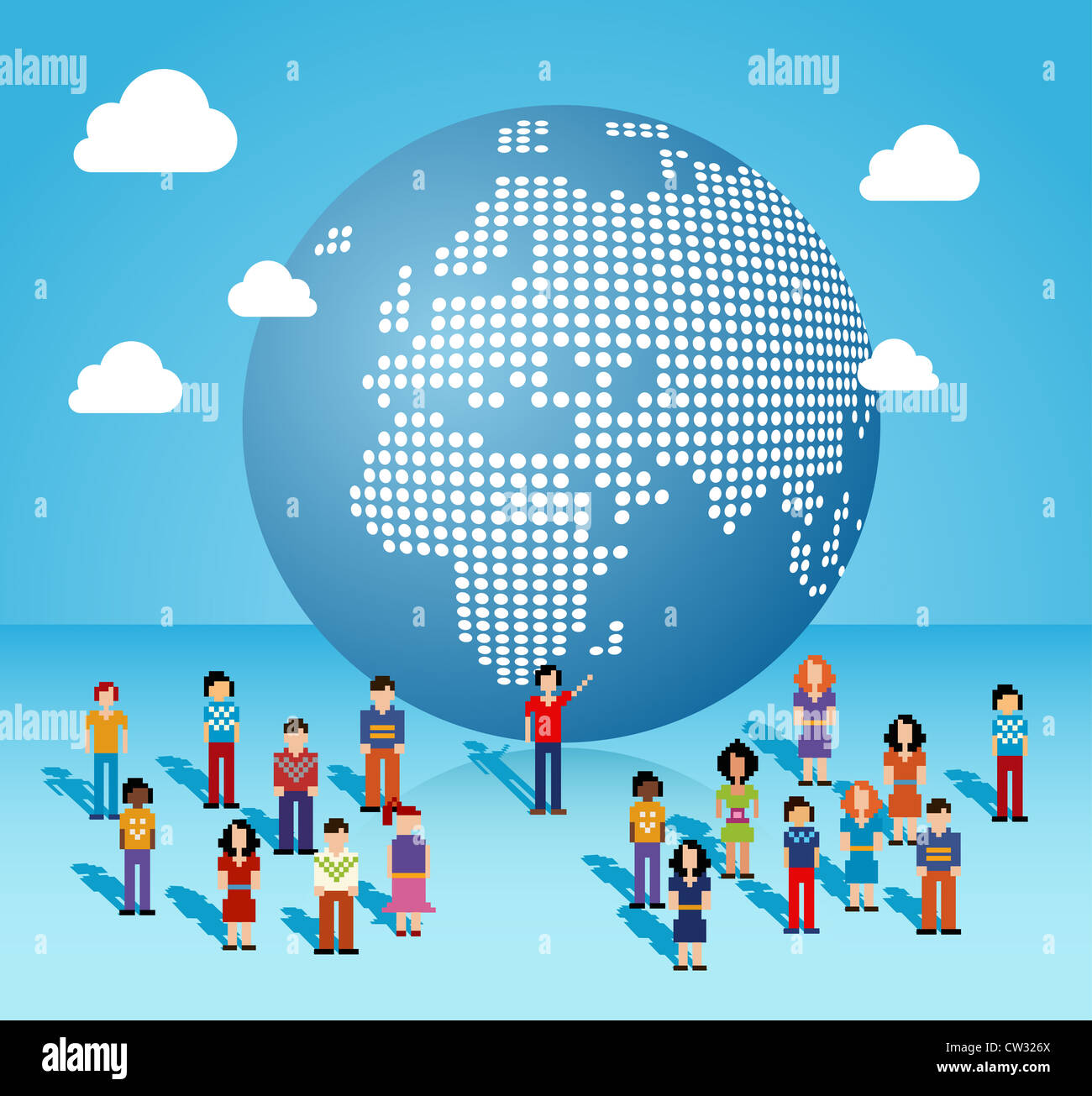 Global social media people network connection from Africa, Europe and ...