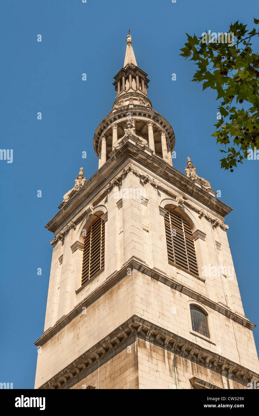Saint Mary Le Bow Church bell tower, on corner of Bow Churchyard and ...