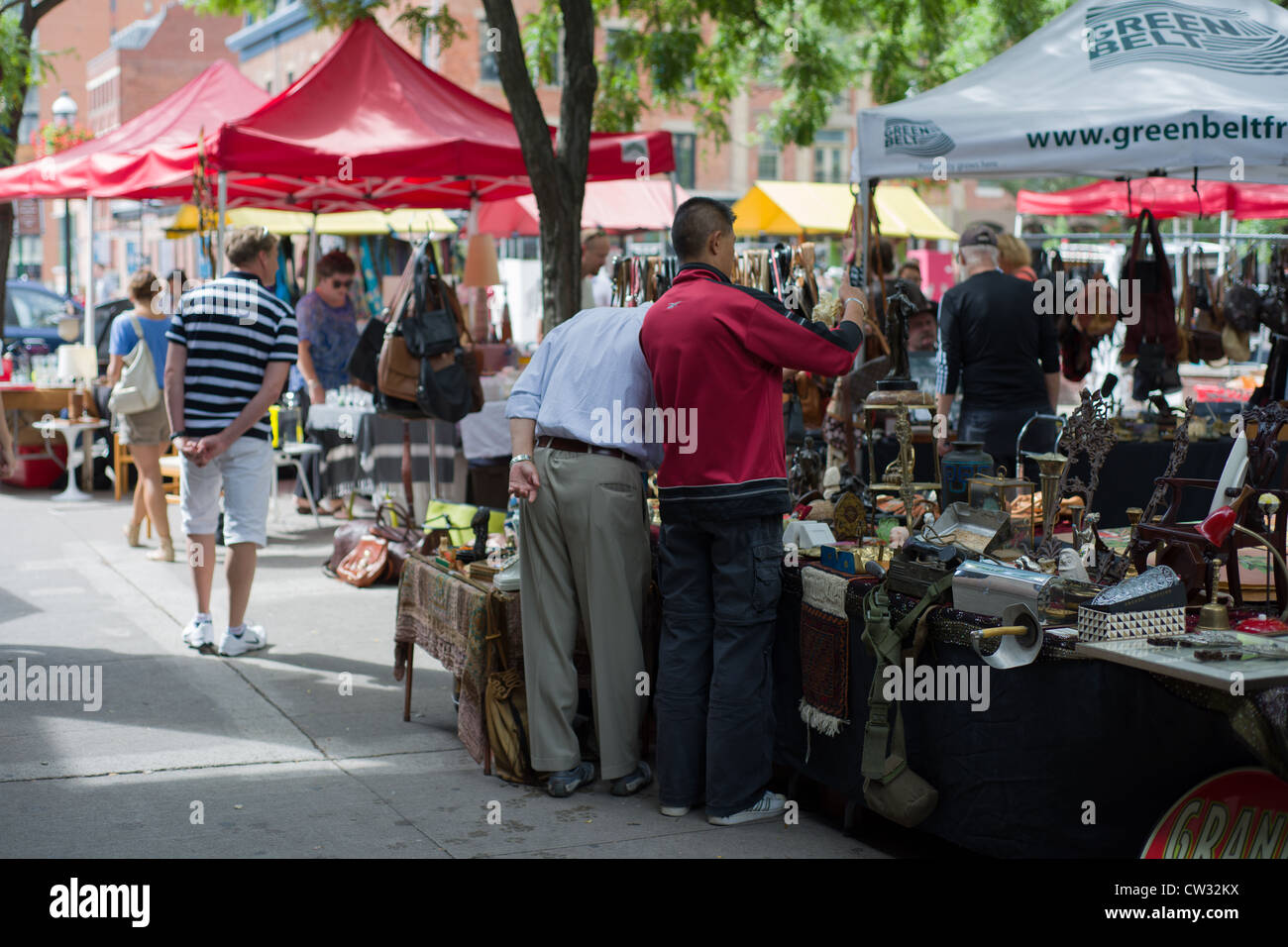 Antiques fair table of items Stock Photo - Alamy