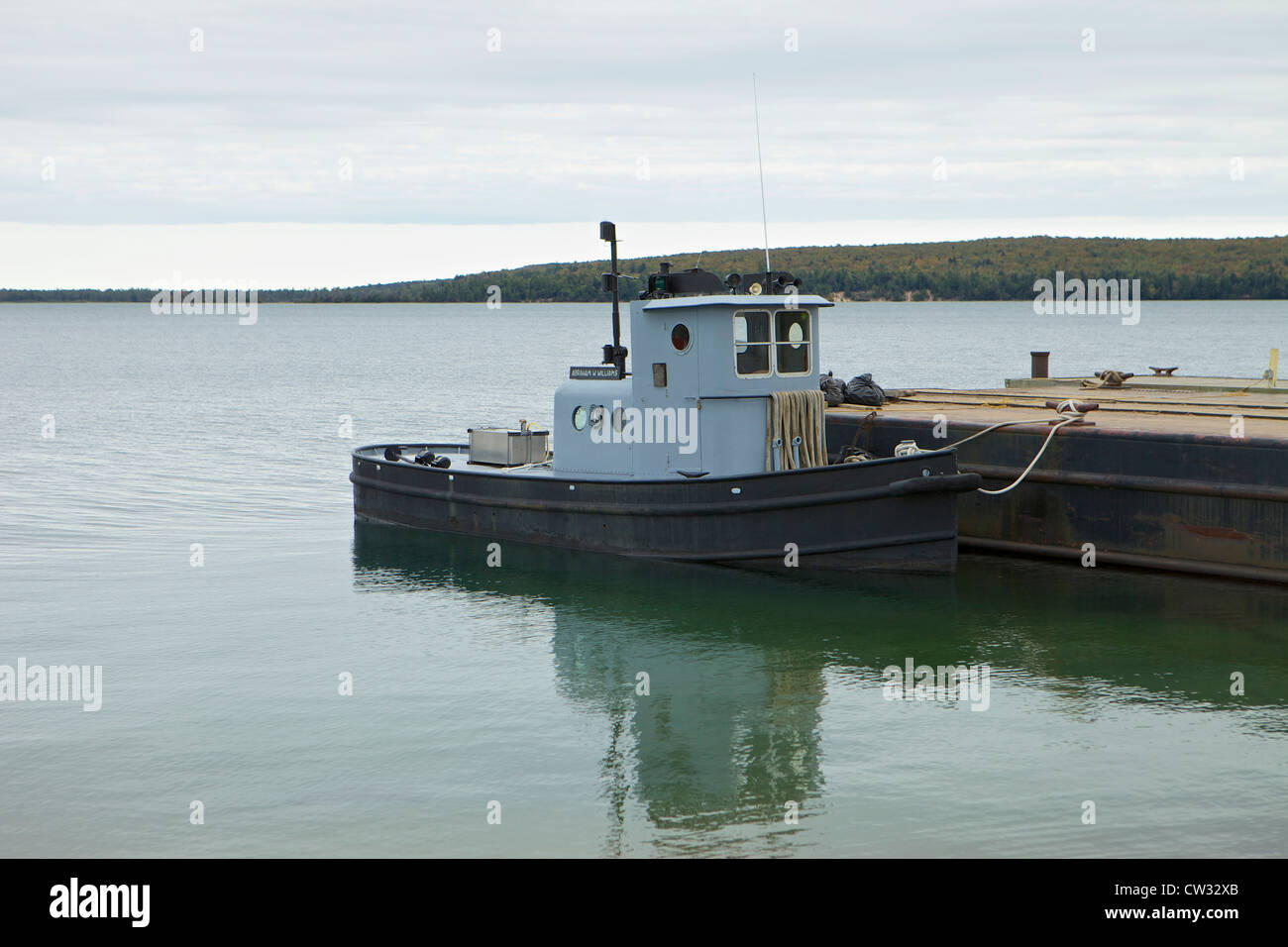 The U.S. Forest Service boat Abraham M. Williams at dock in Munising ...