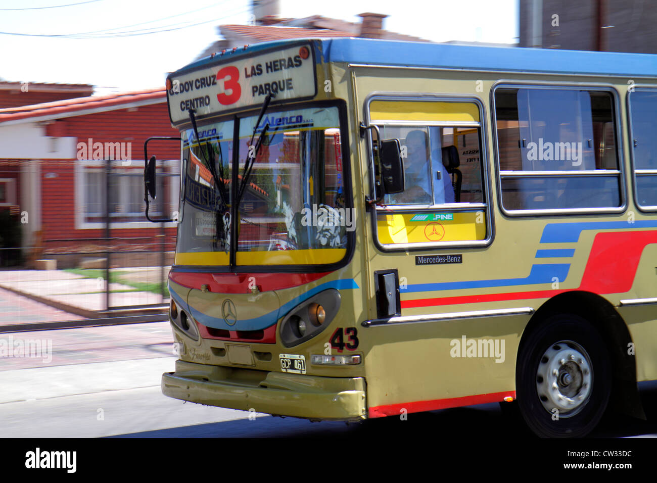 Mendoza Argentina,Villa Nueva,street scene,public bus,coach,mass ...