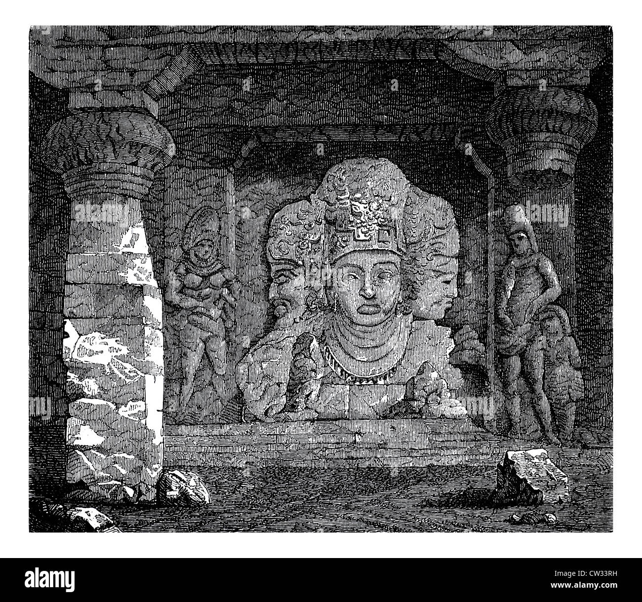 Trimurti in Temple Stock Photo - Alamy