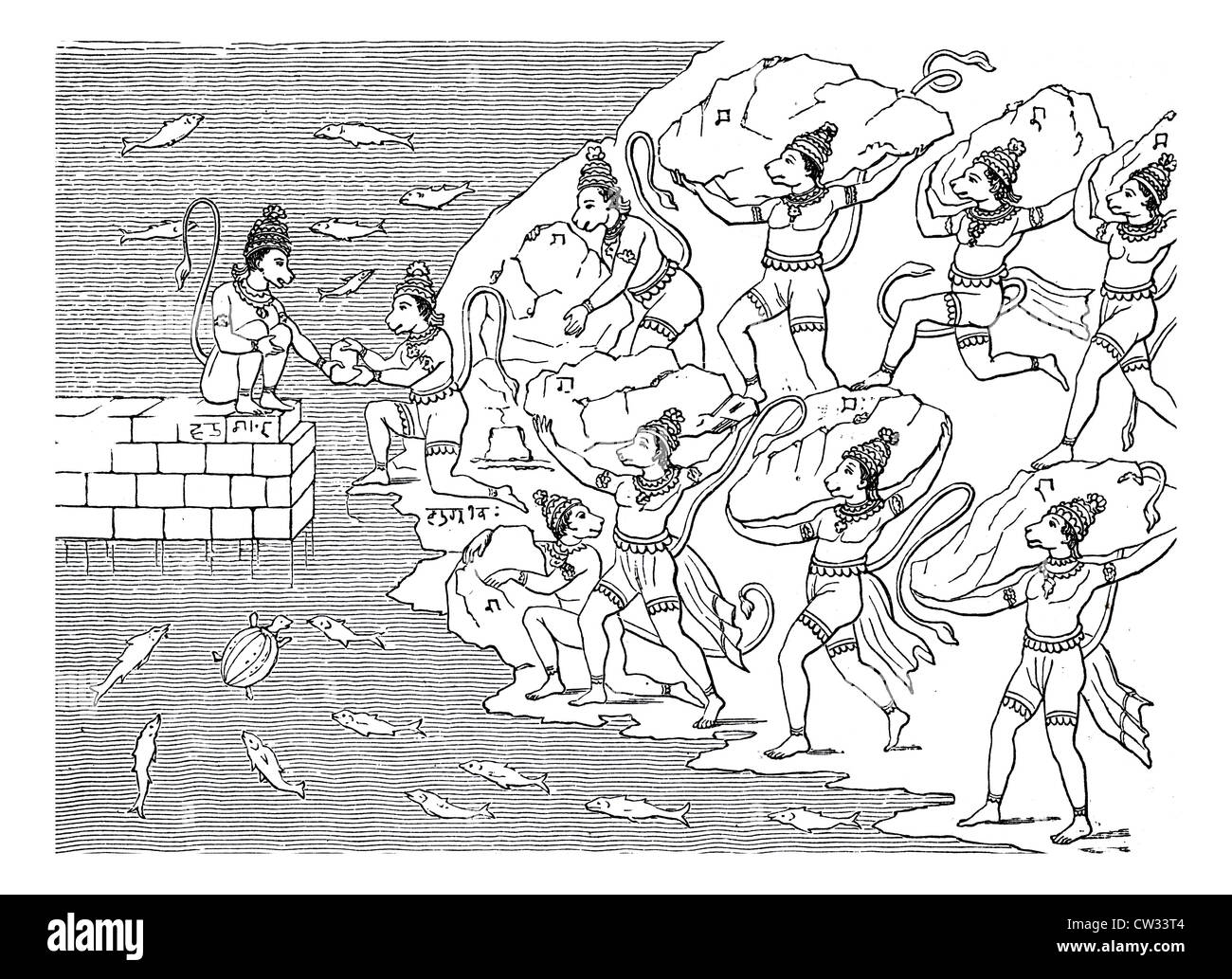 Hanuman with his monkeys Stock Photo - Alamy