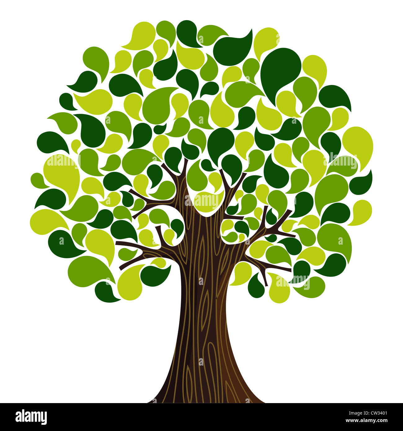 Abstract Spring Time Tree Composition With Flowers Vector File Layered For Easy Manipulation