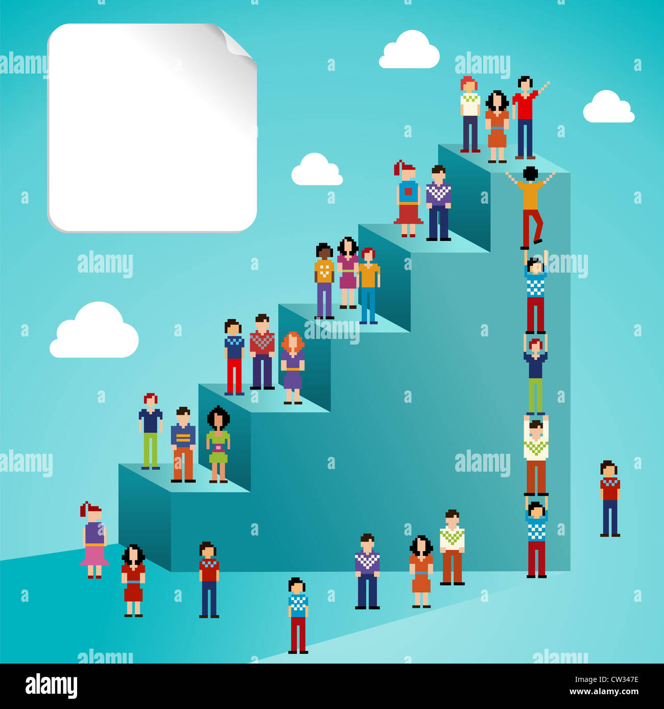 Global expansion of social network people staircase infographic. Vector ...