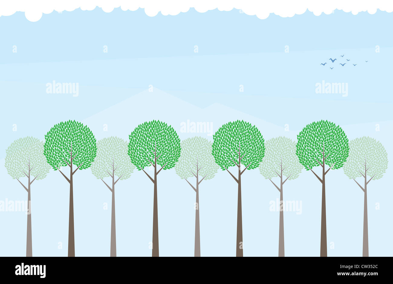 Lines of trees on a mountainous background Stock Photo - Alamy