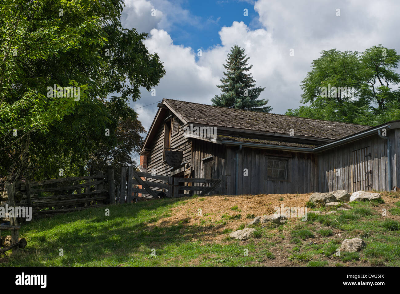 This is an image of a traditional Ontario barn taken at Riverdale Farm ...