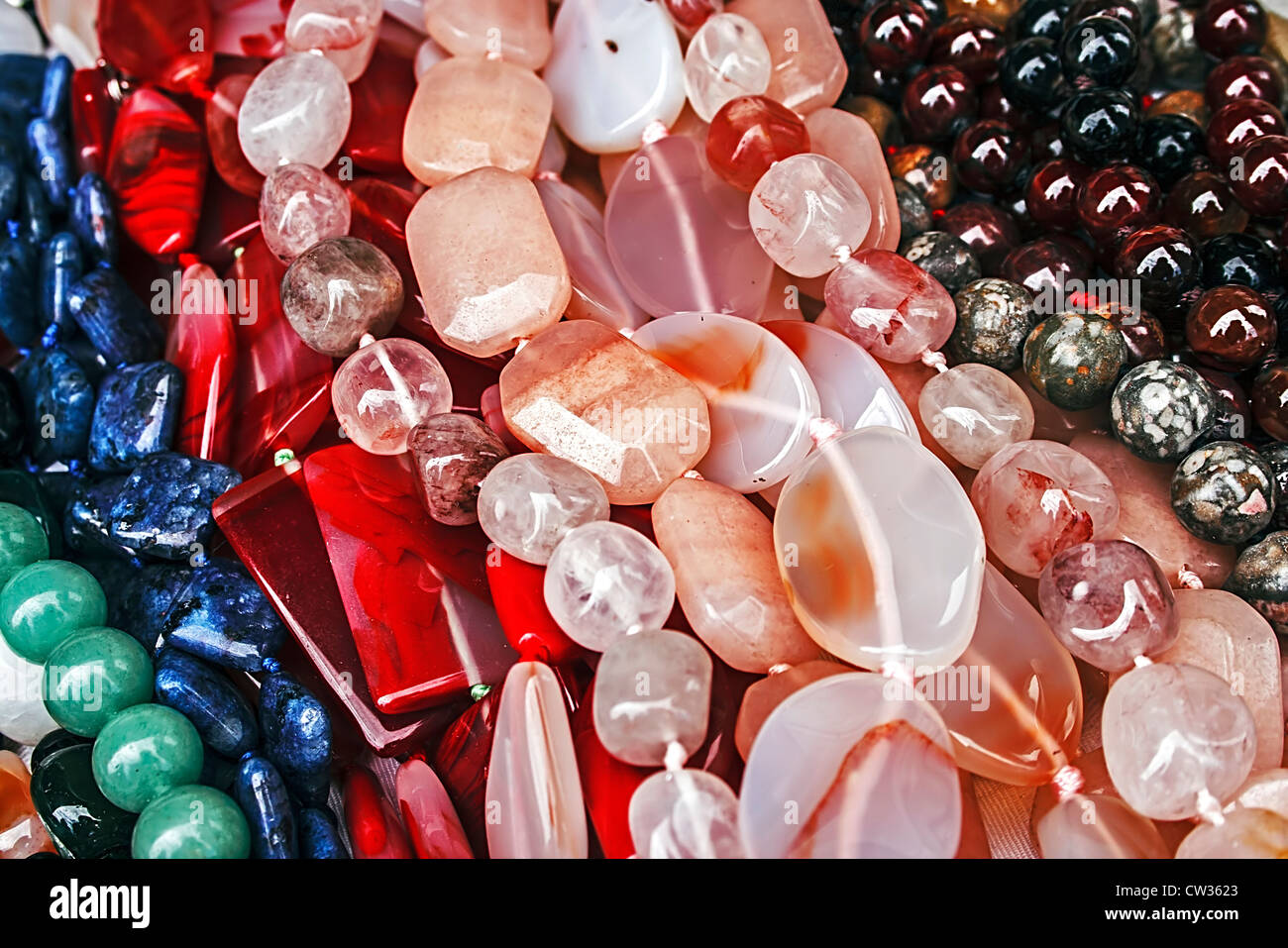 Different colored trinkets displayed in the waiting customers Stock ...