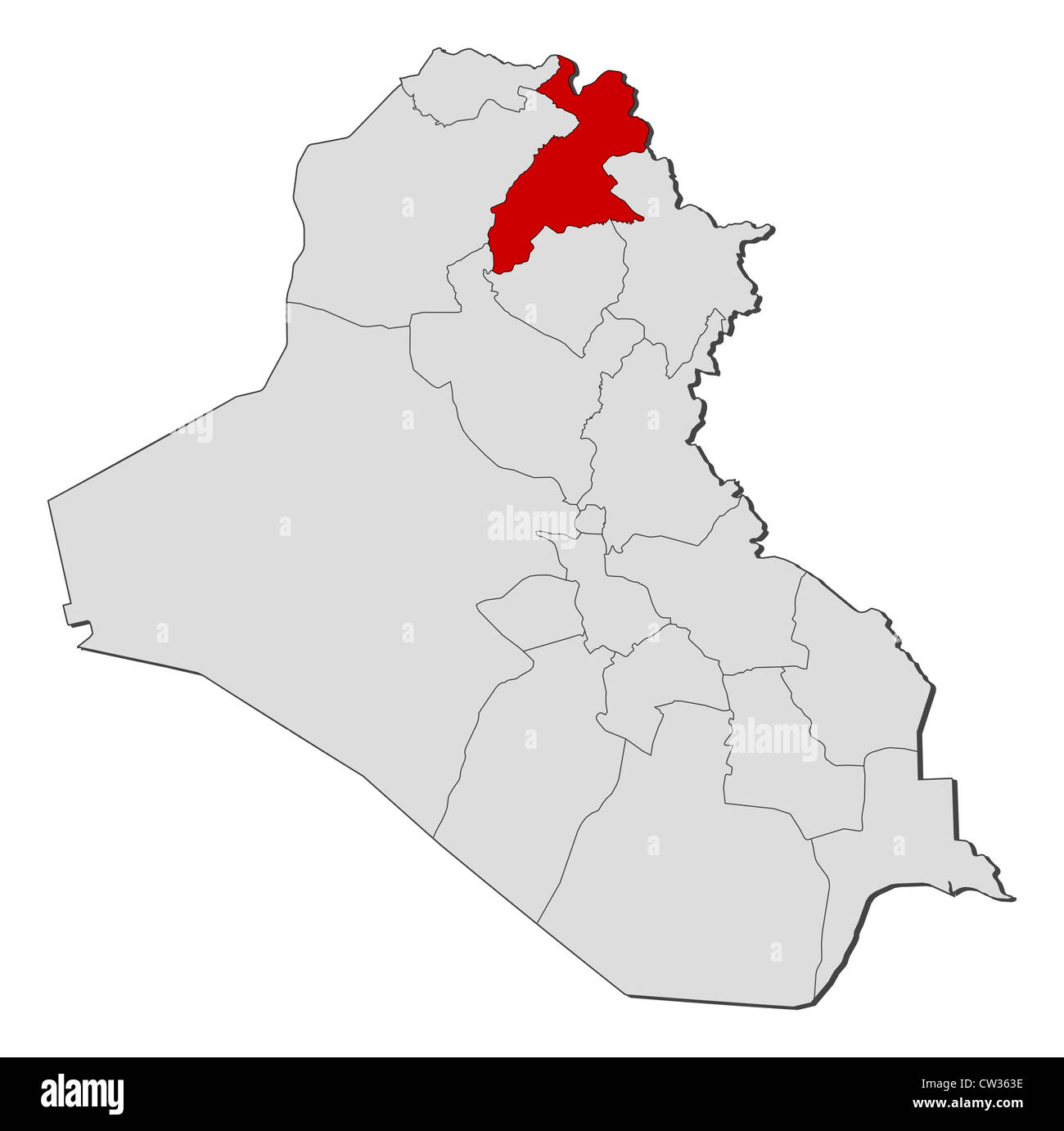 Political map of Iraq with the several governorates where Arbil is ...