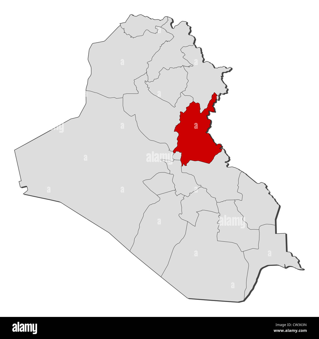 Political map of Iraq with the several governorates where Diyala is ...