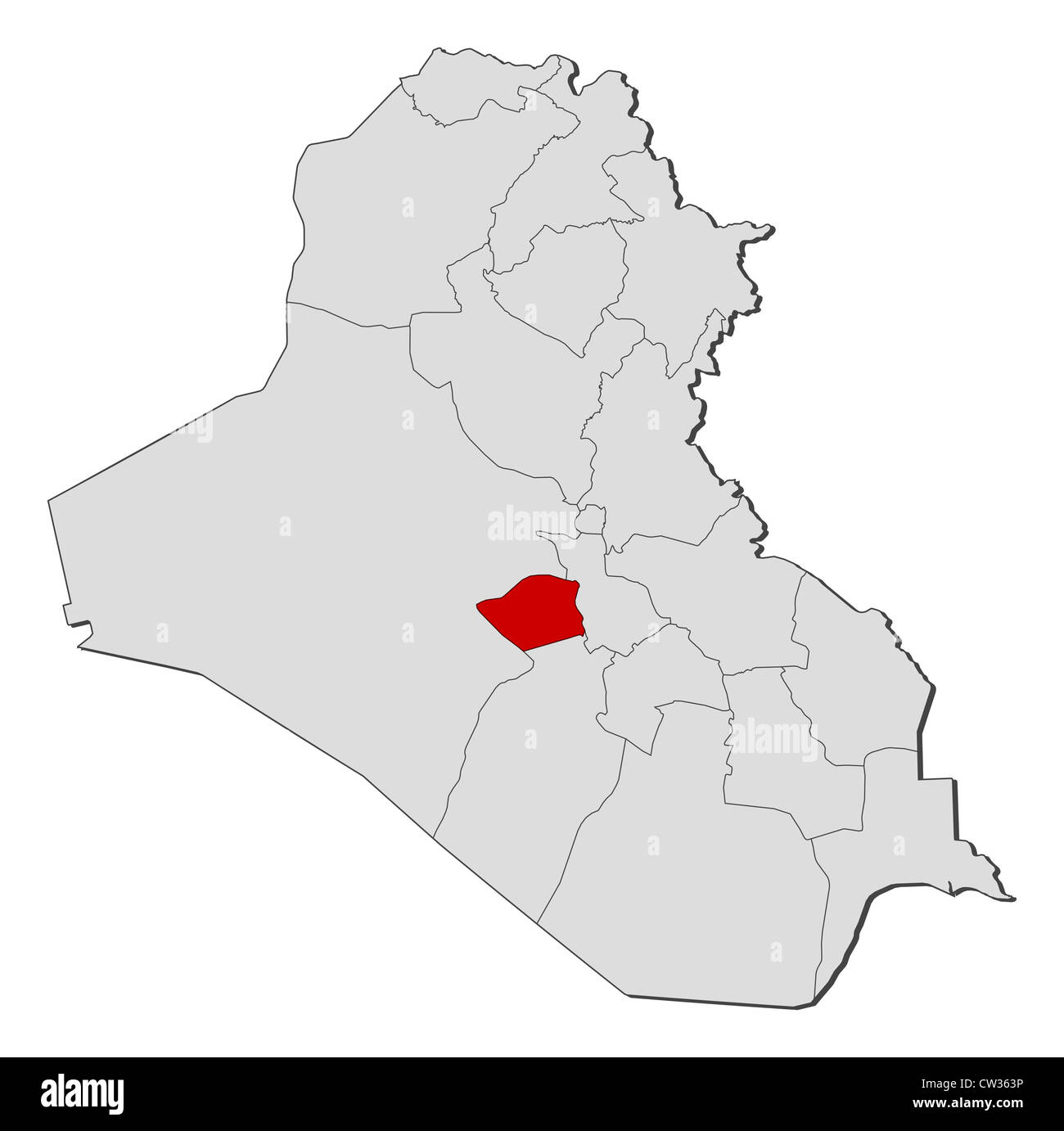 Political map of Iraq with the several governorates where Karbala is ...