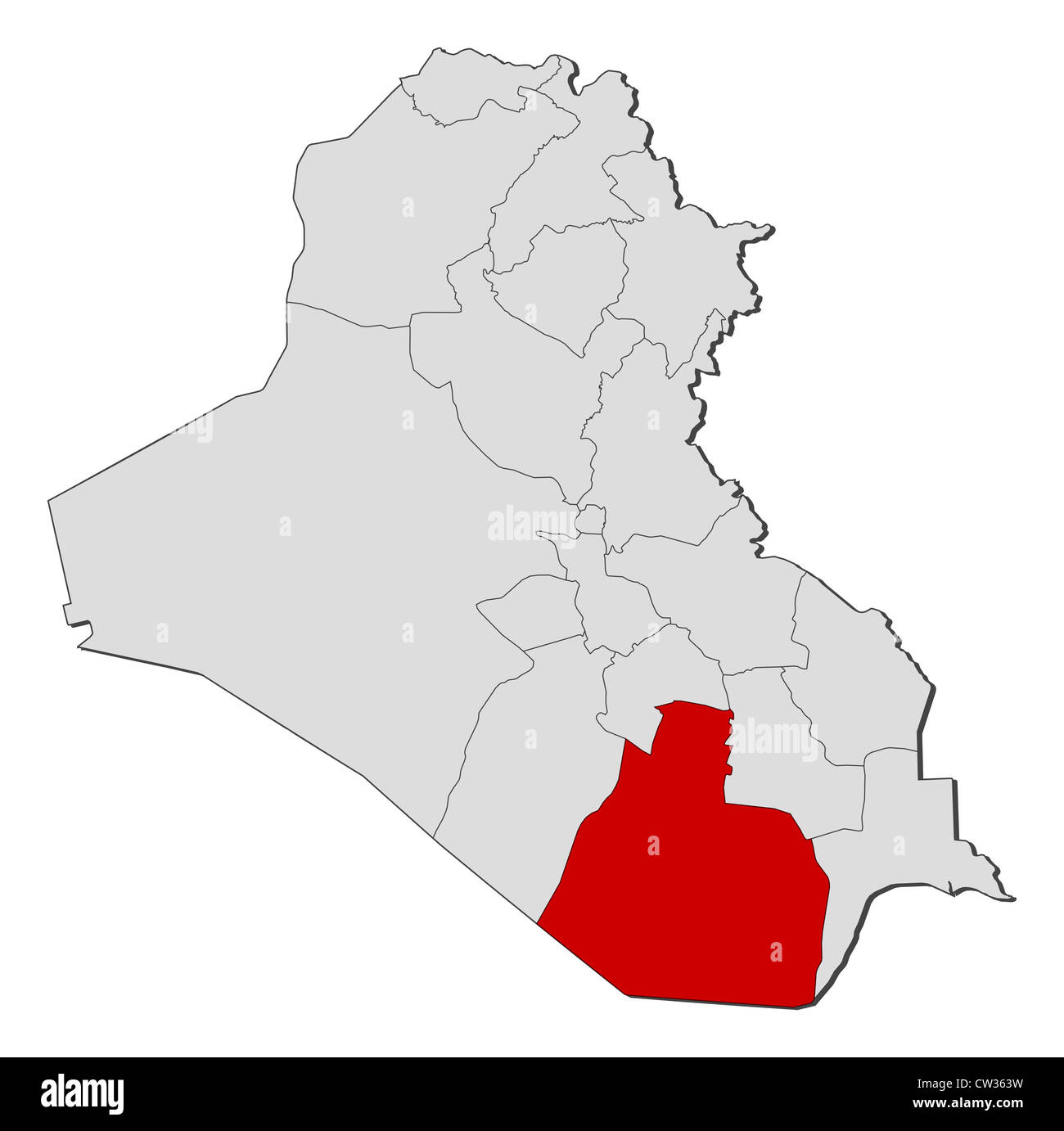 Political map of Iraq with the several governorates where Al Muthanna ...