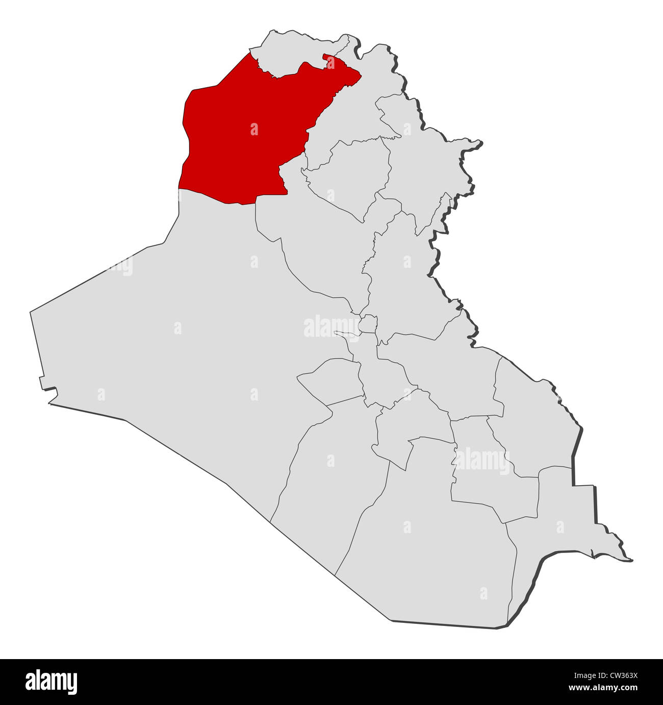 Political map of Iraq with the several governorates where Ninawa is ...