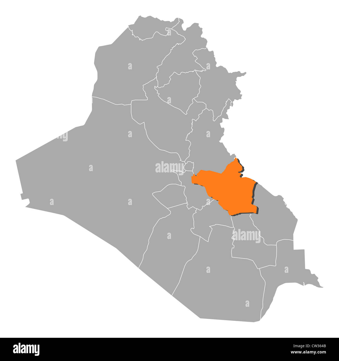 Political map of Iraq with the several governorates where Wasit is ...