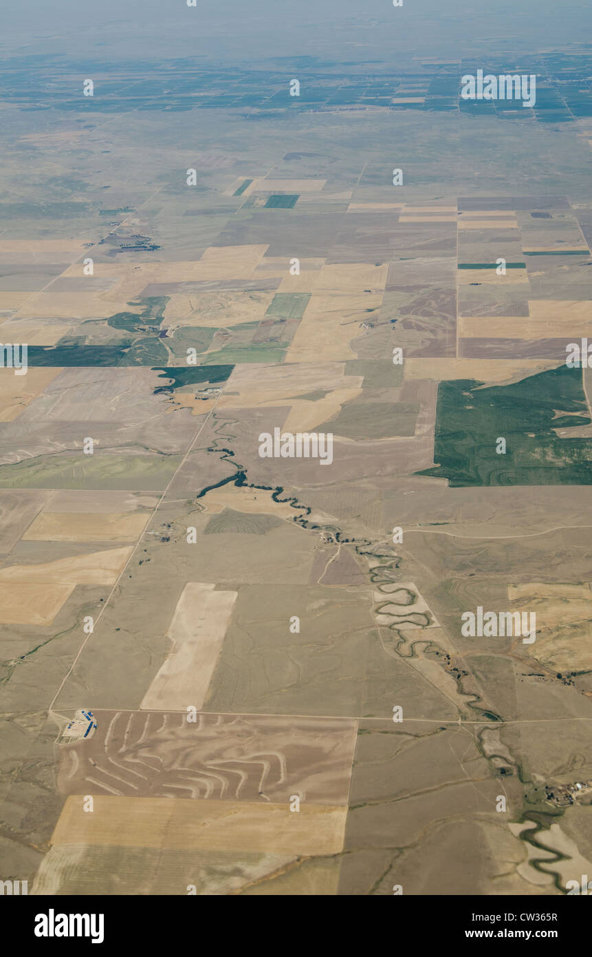 Aerial views of drought affected Colorado farm lands July 21, 2012 east ...