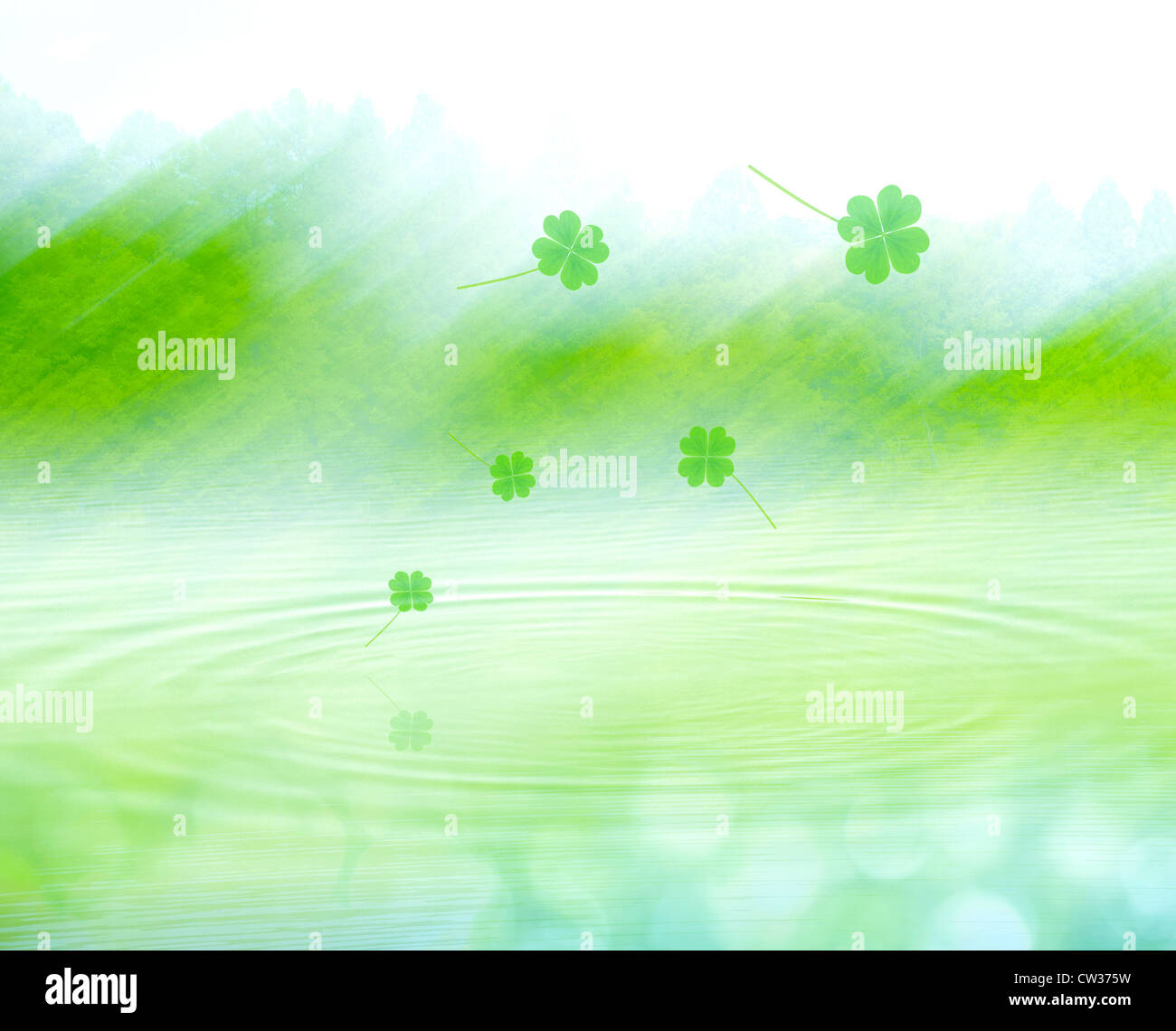 Four Leafed Clover and ripple Stock Photo - Alamy