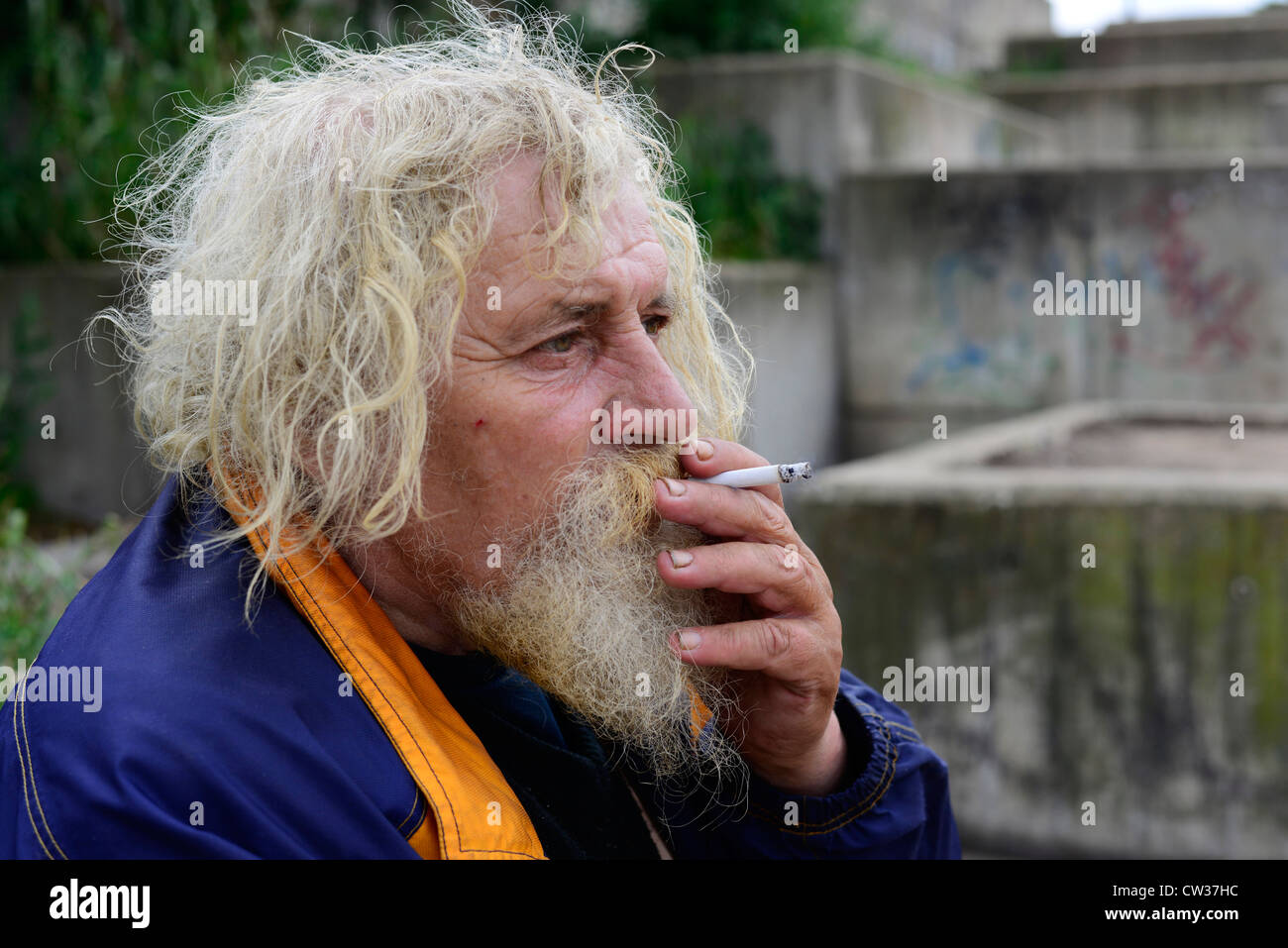 Homeless men in Prague. many of them live under the bridges along the ...
