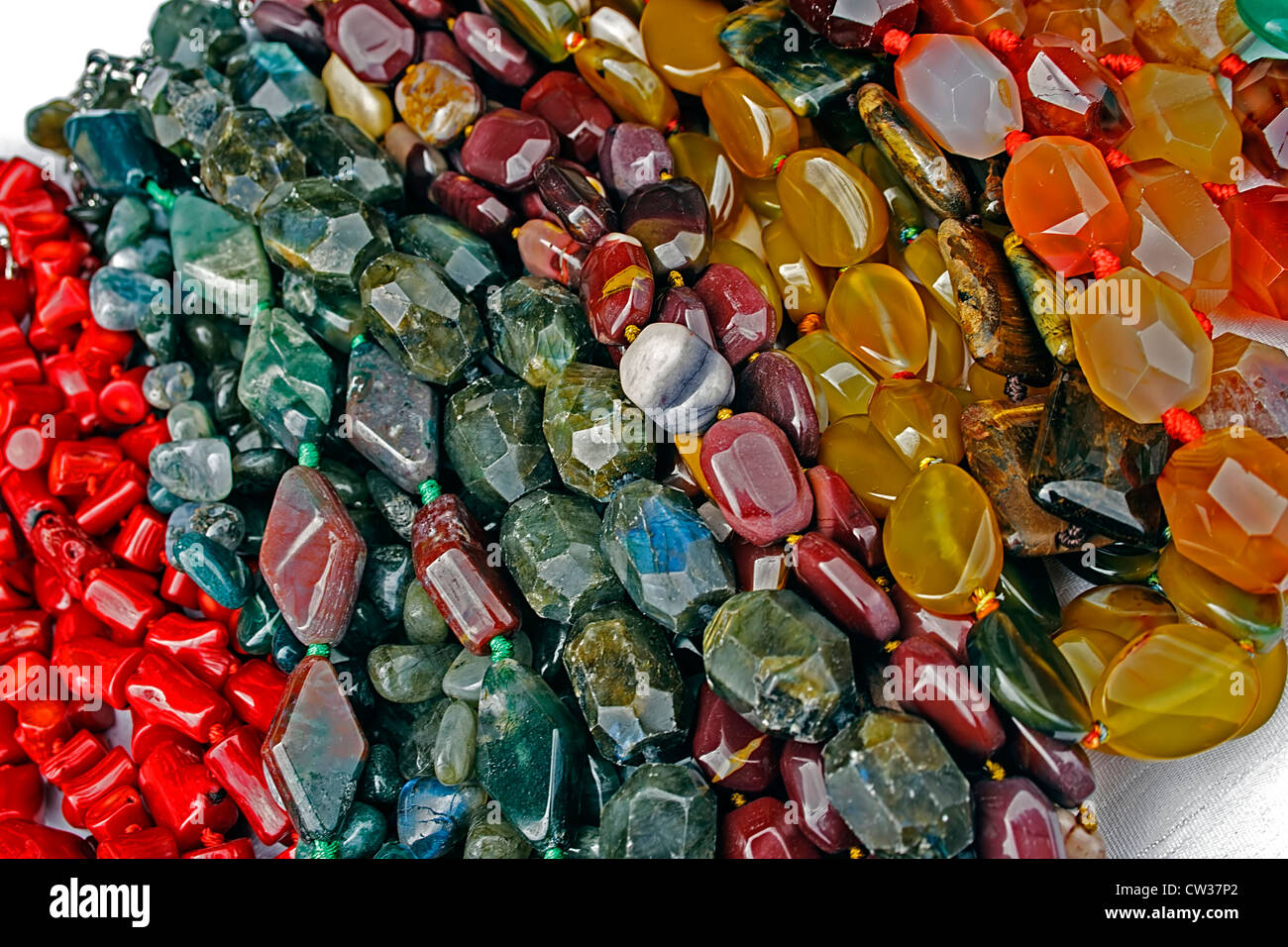 Different colored trinkets displayed in the waiting customers Stock ...