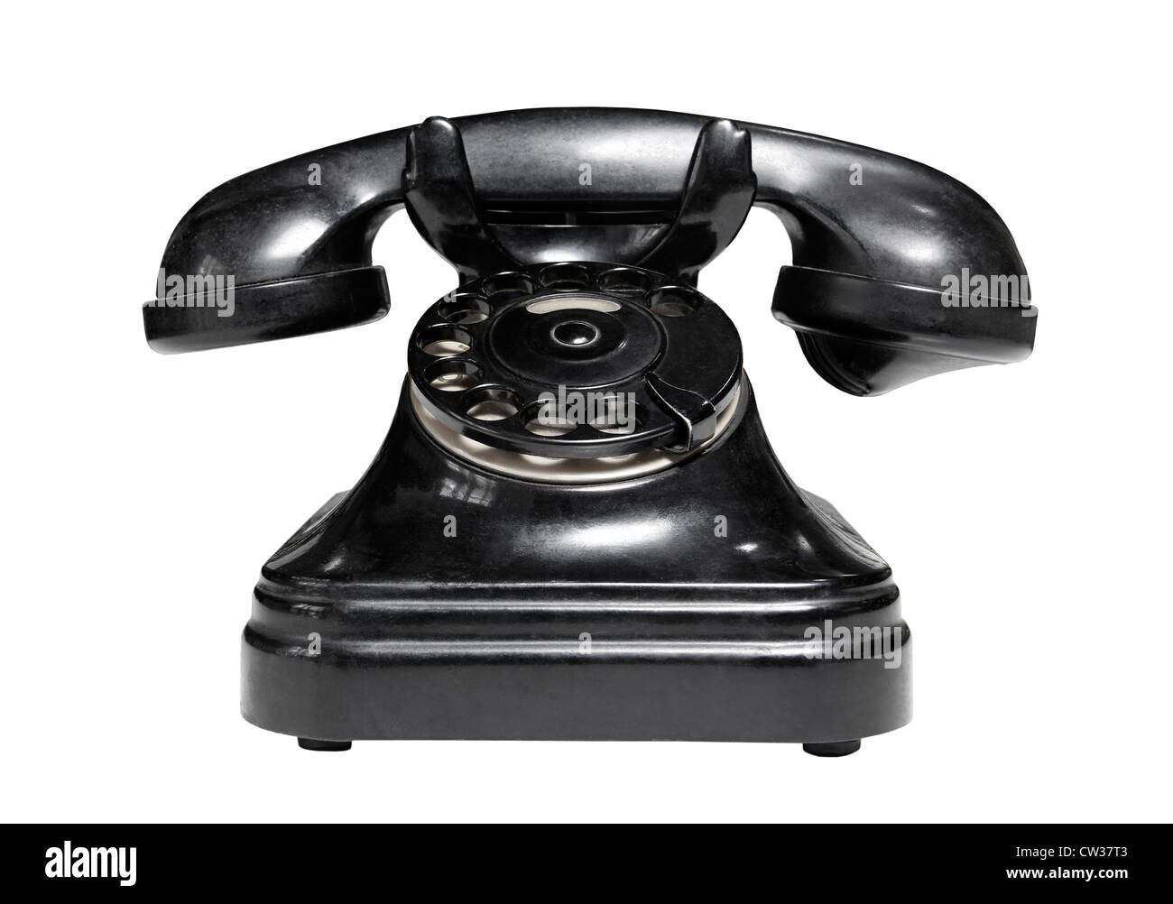 Old vintage telephone on white background Stock Photo - Alamy