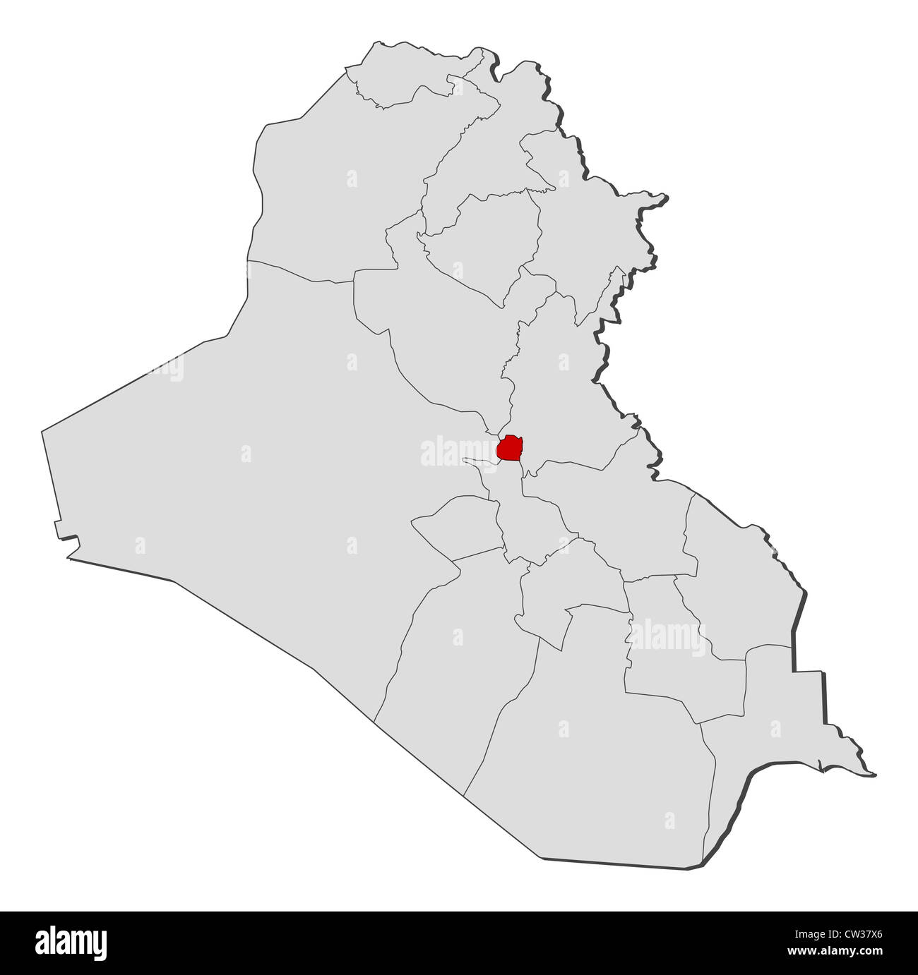 Political map of Iraq with the several governorates where Bagdad is ...