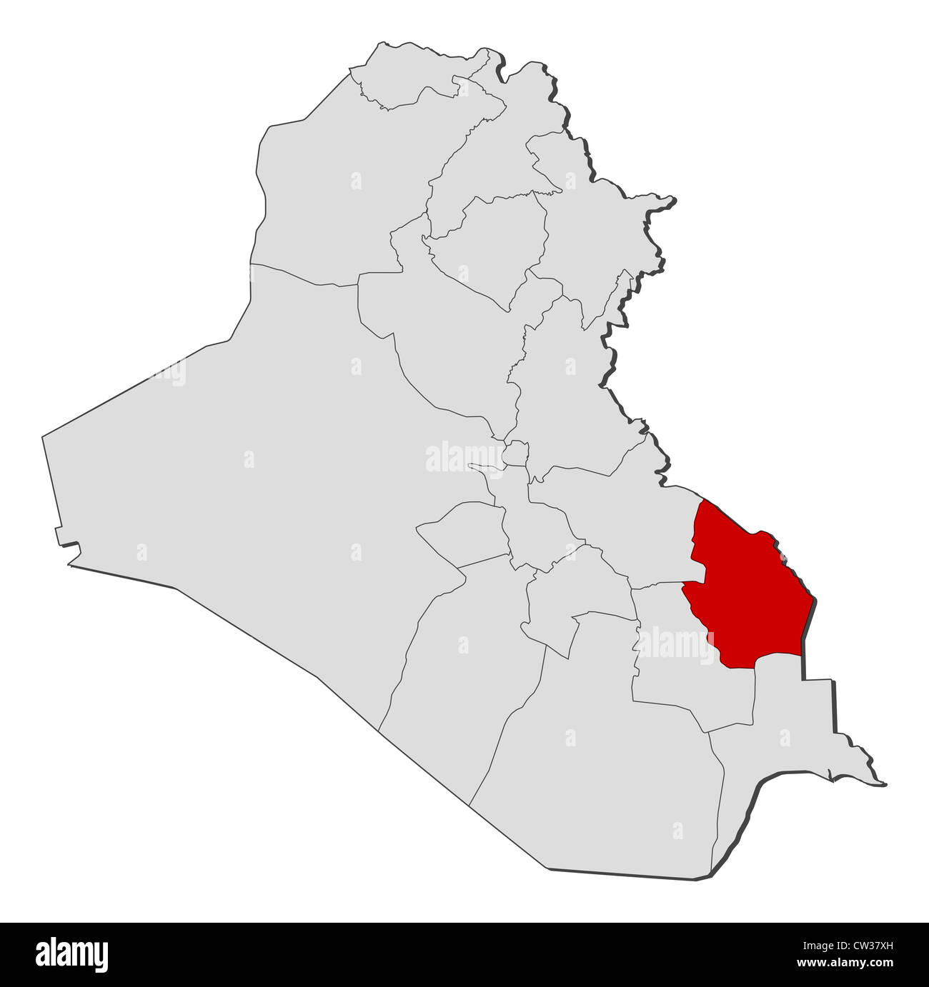 Political map of Iraq with the several governorates where Maysan is ...