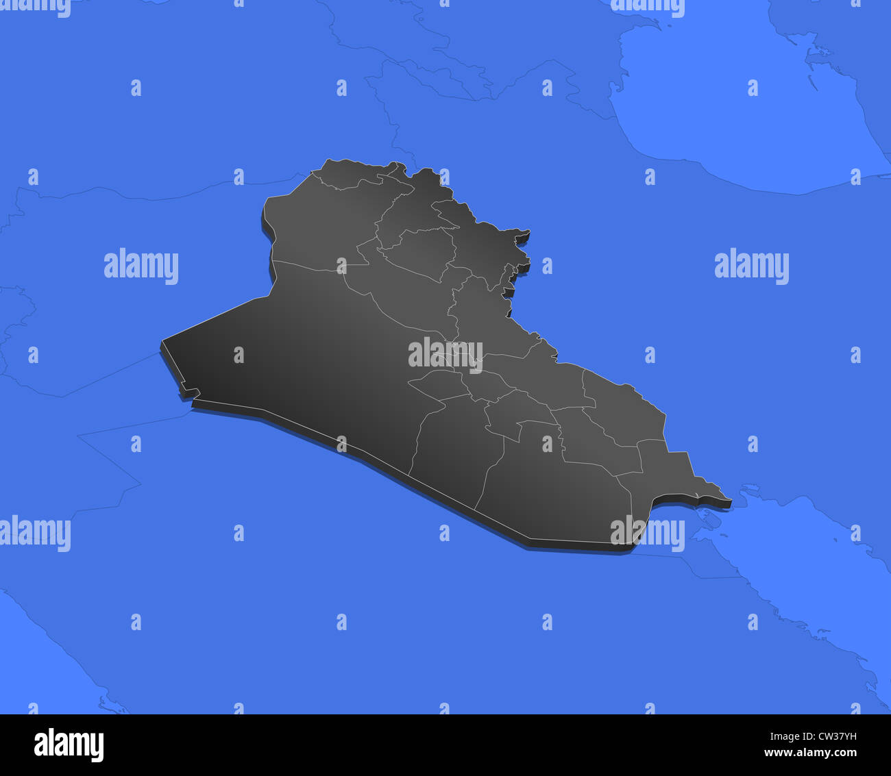 Political map of Iraq with the several governorates Stock Photo - Alamy
