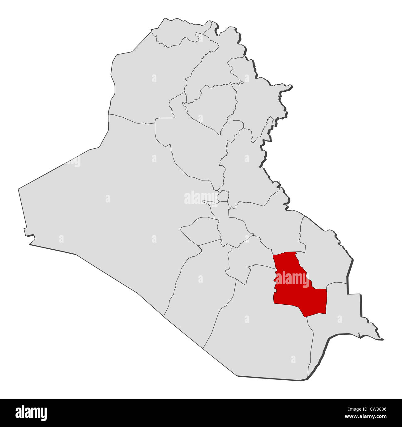 Political map of Iraq with the several governorates where Dhi Qar is ...