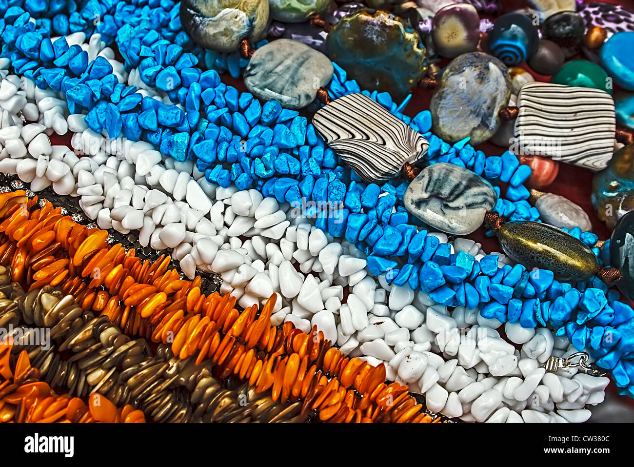 Different colored trinkets displayed in the waiting customers Stock ...