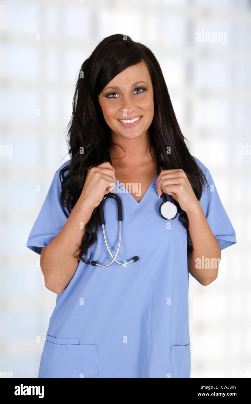 Young female nurse working in a hospital Stock Photo - Alamy