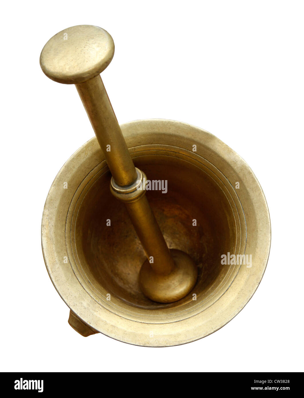 Top view of isolated copper mortar Stock Photo - Alamy