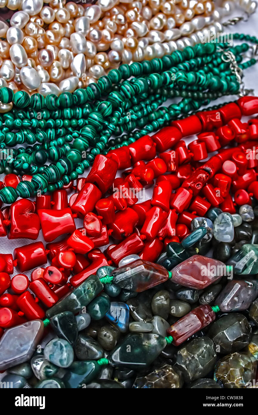 Different colored trinkets displayed in the waiting customers Stock ...